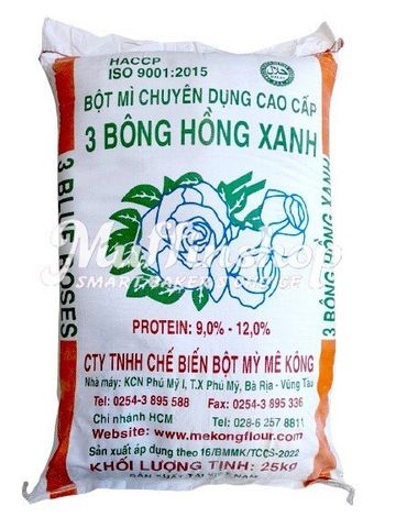 Bột mì 3 Bông Hồng Xanh bao 25kg – Muffinshop Smart Baker's Choice ...