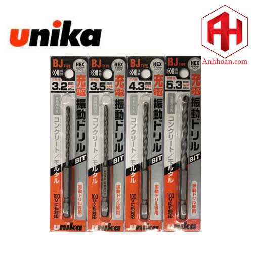 Bộ 4 mũi khoan bê tông chuôi lục giác Unika BJ