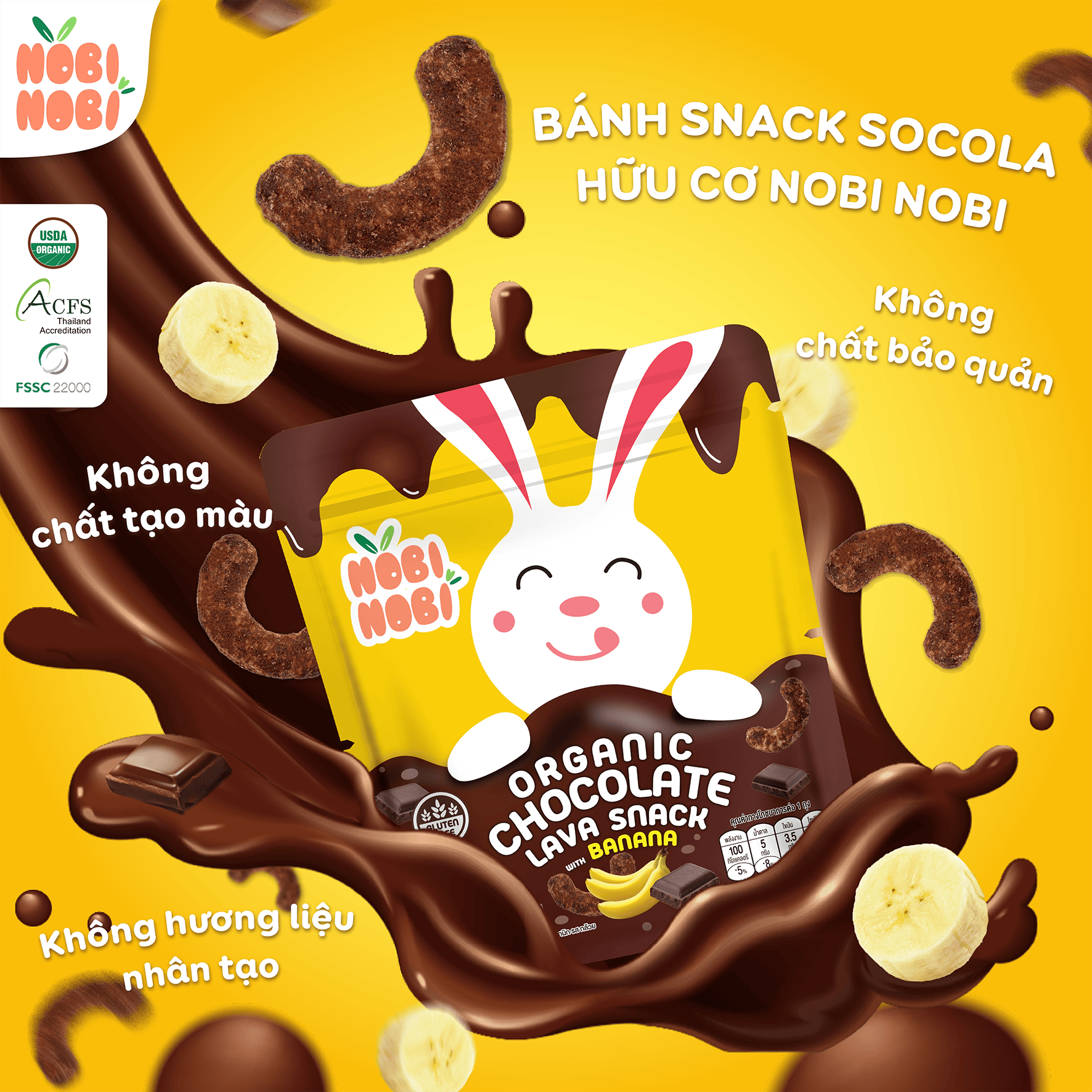 Bánh snack socola hữu cơ Nobi Nobi vị chuối 20g – Leaf Organic ...