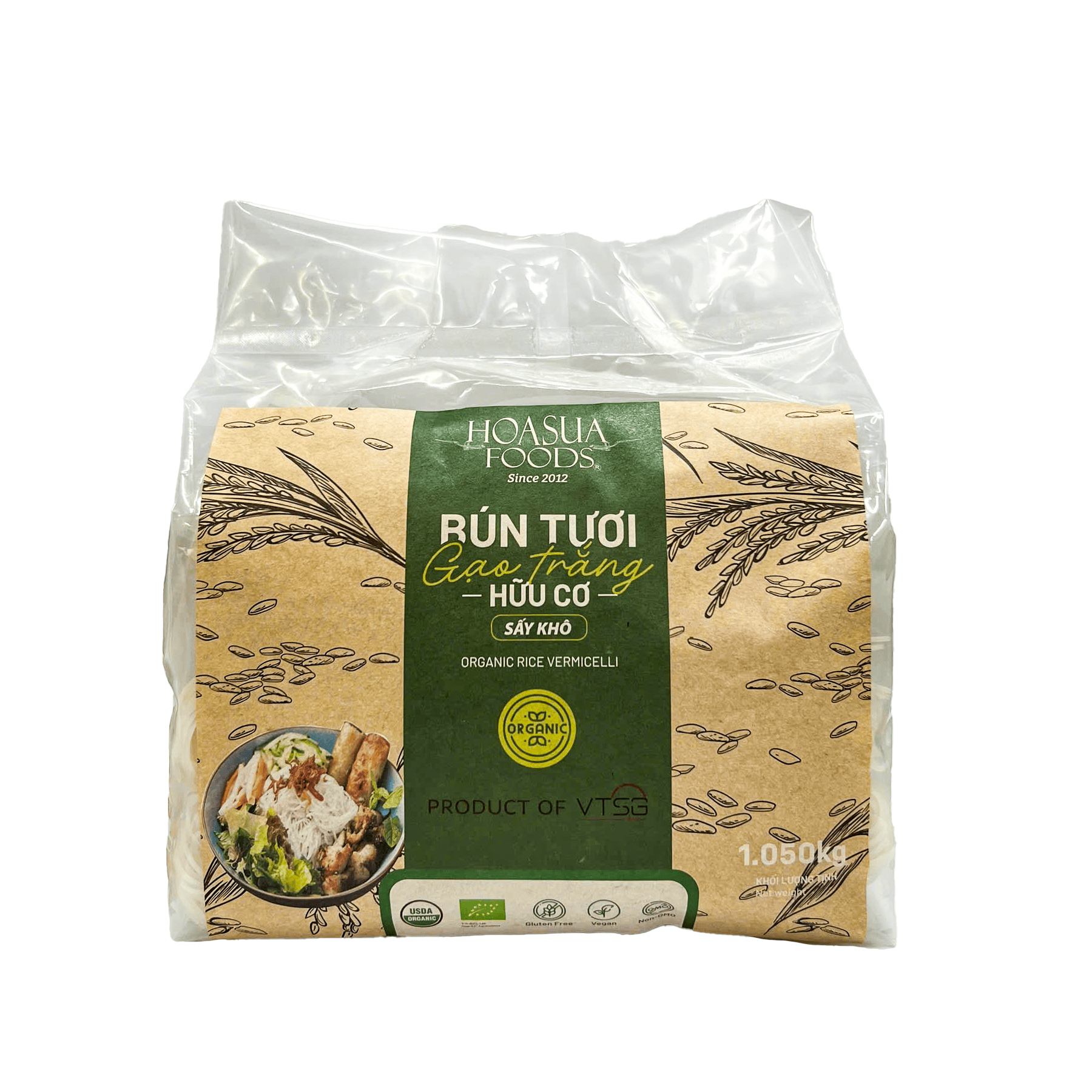 Bún tươi gạo trắng hữu cơ (sấy khô) Hoa Sữa túi 1.05kg (70g x 15) – Leaf Organic - Natural ...
