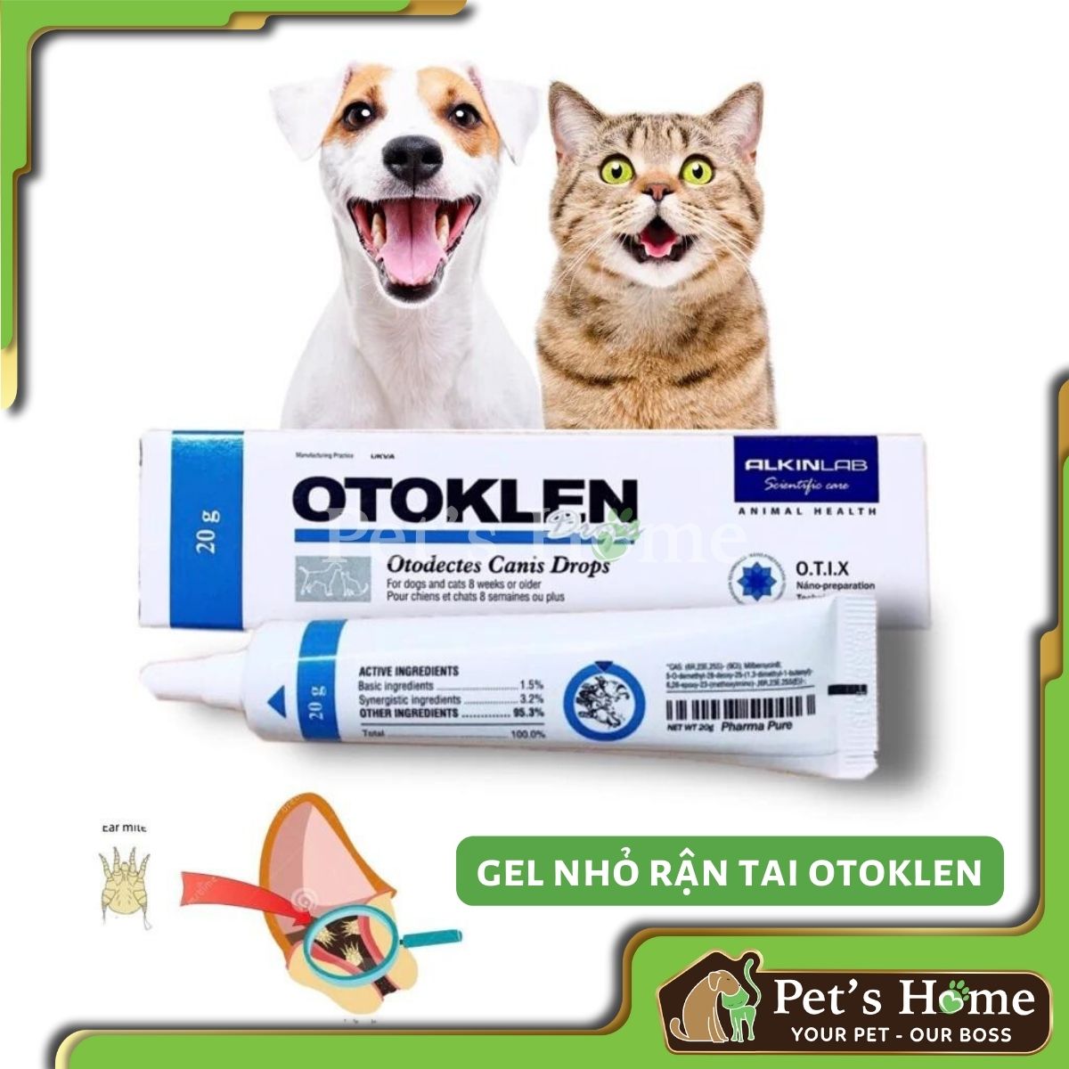 Thuốc nhỏ trị rận tai Alkin Otoklen 20g – Pet's Home