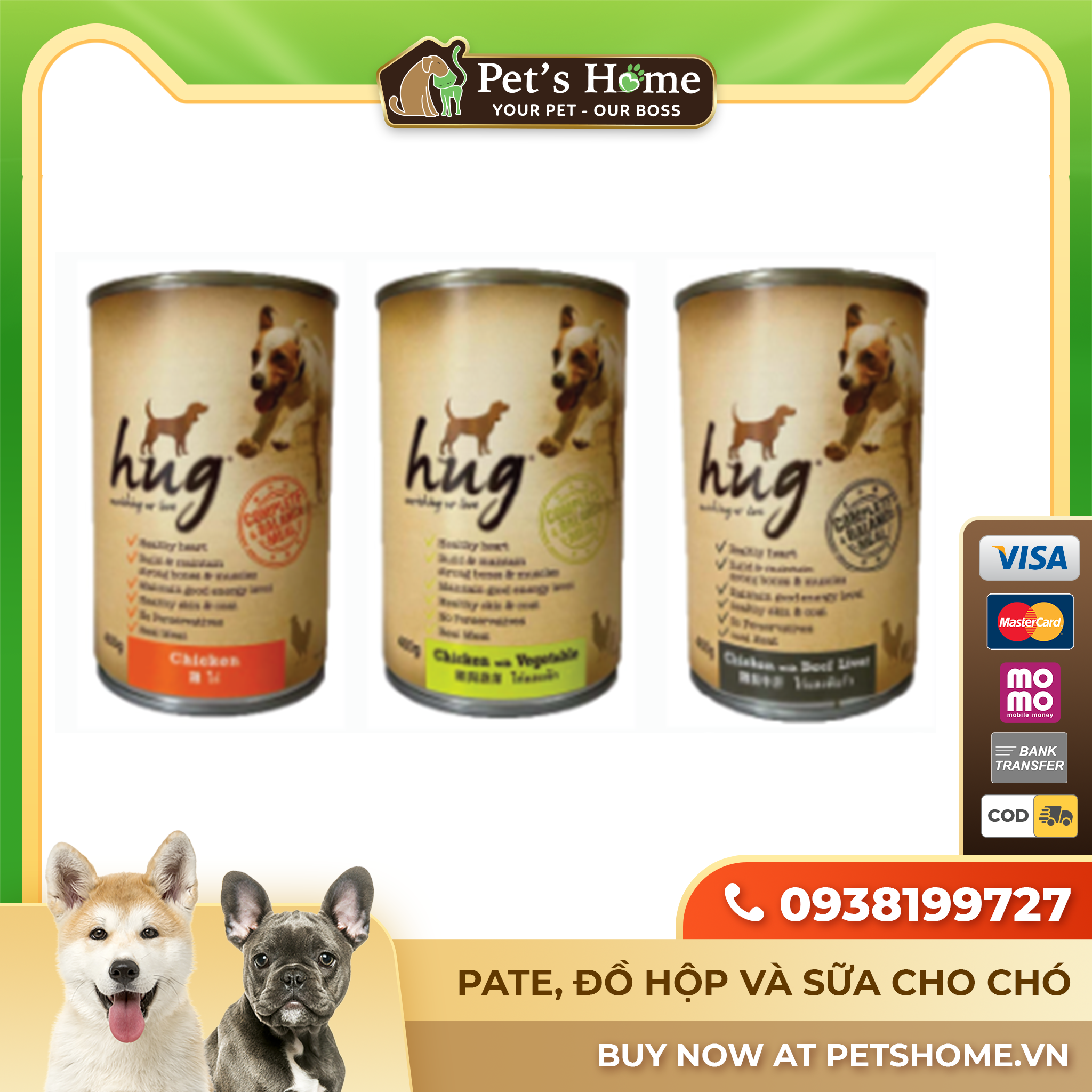 Pate Hug cho chó lon 400g – Pet's Home