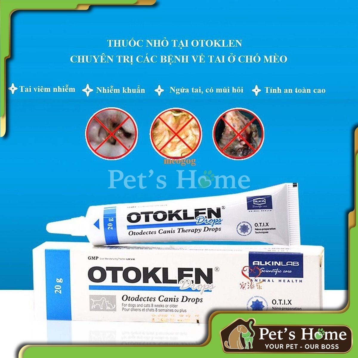 Thuốc nhỏ trị rận tai Alkin Otoklen 20g – Pet's Home