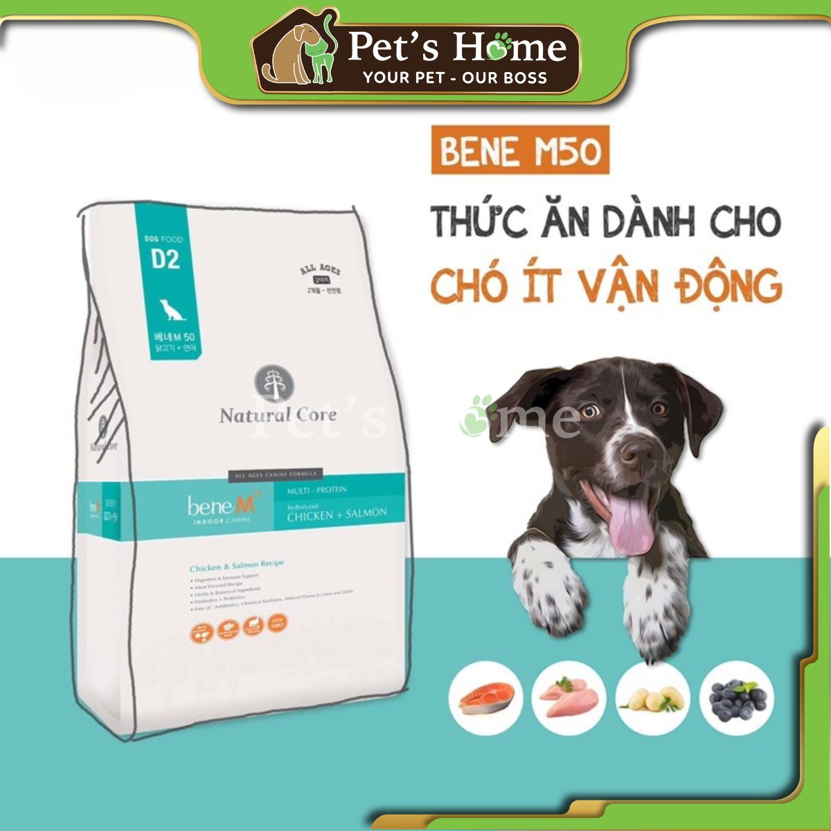 Hạt Natural Core M50 cho chó thịt gà và cá hồi 10kg – Pet's Home