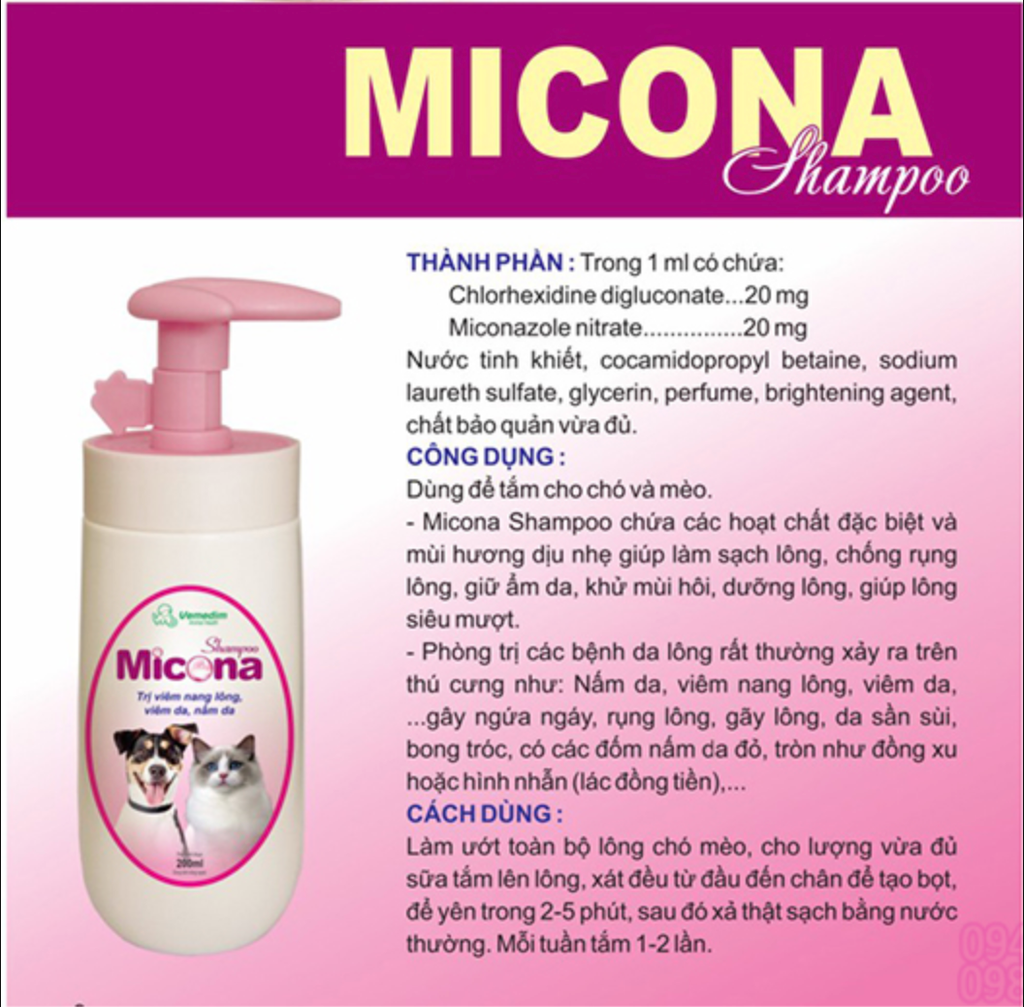 Sữa tắm trị viêm da, nấm da Micona 200ml – Pet's Home