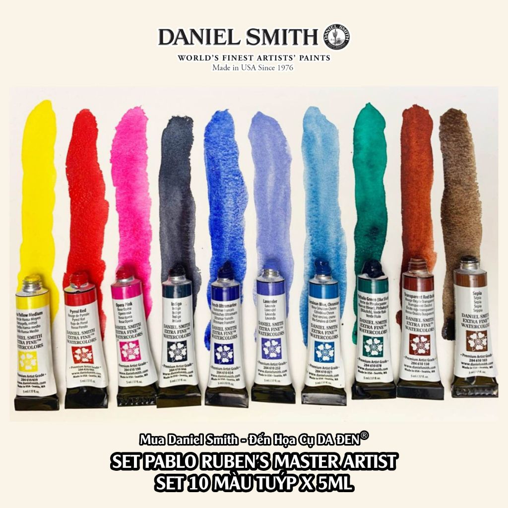 [DA ĐEN] Daniel Smith - Set 10 Màu Nước Tuýp của Họa Sĩ Pablo Ruben's