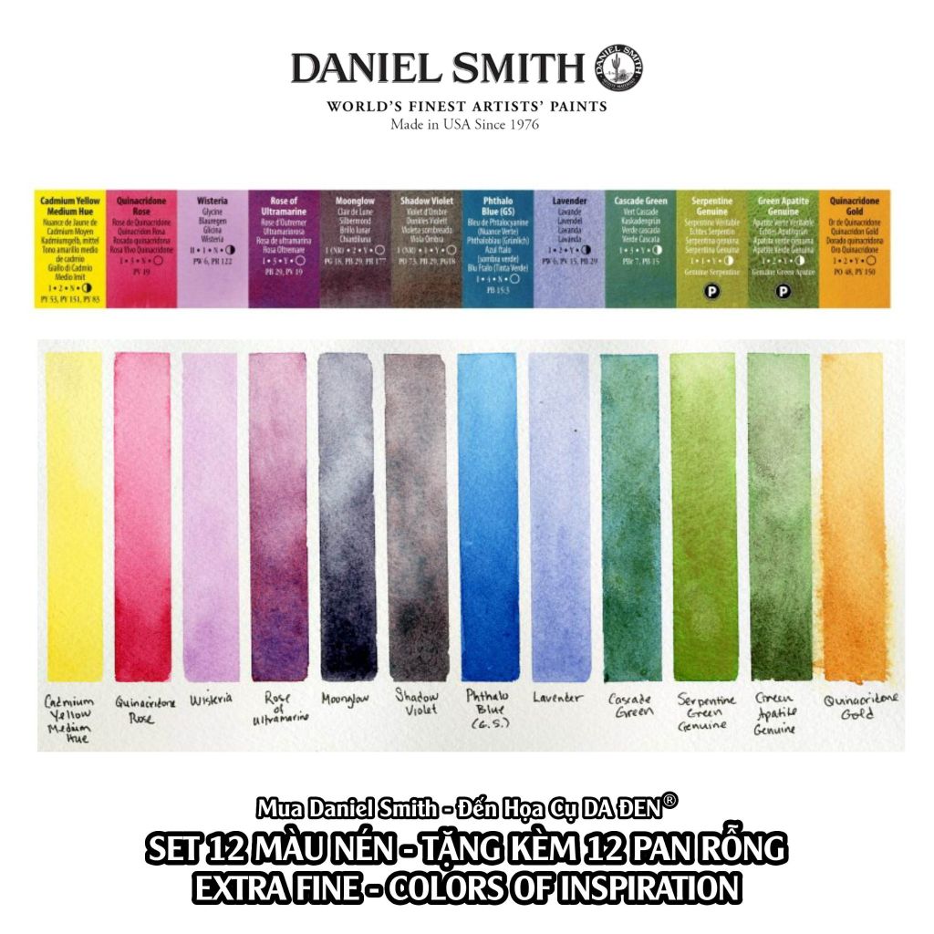 [DA ĐEN] Daniel Smith - Set 12 Màu Nước Nén Mới Colors Of Inspiration