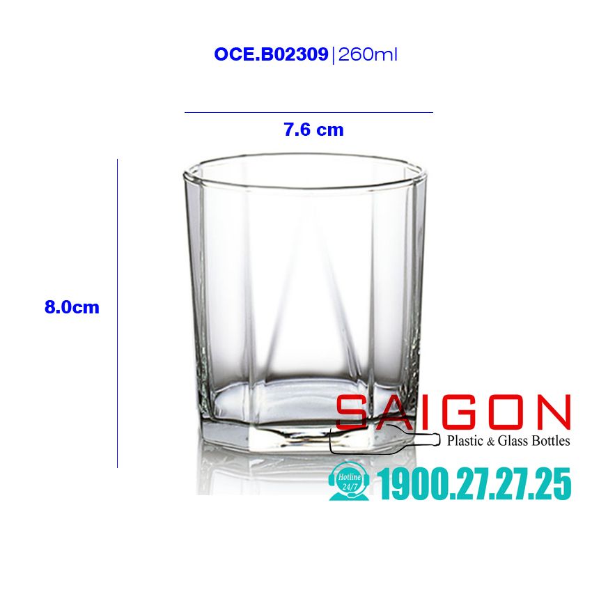 Ly Thủy Tinh Ocean Pyramid Rock 260ml | Nhập Khẩu Thái Lan – Chai Lọ ...