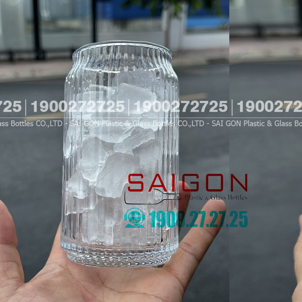 Deli JS5177B - Ly Thủy Tinh Sọc Deli Strip Can Glass 460ml | Thủy Tinh – Chai Lọ Thủy Tinh Sài Gòn