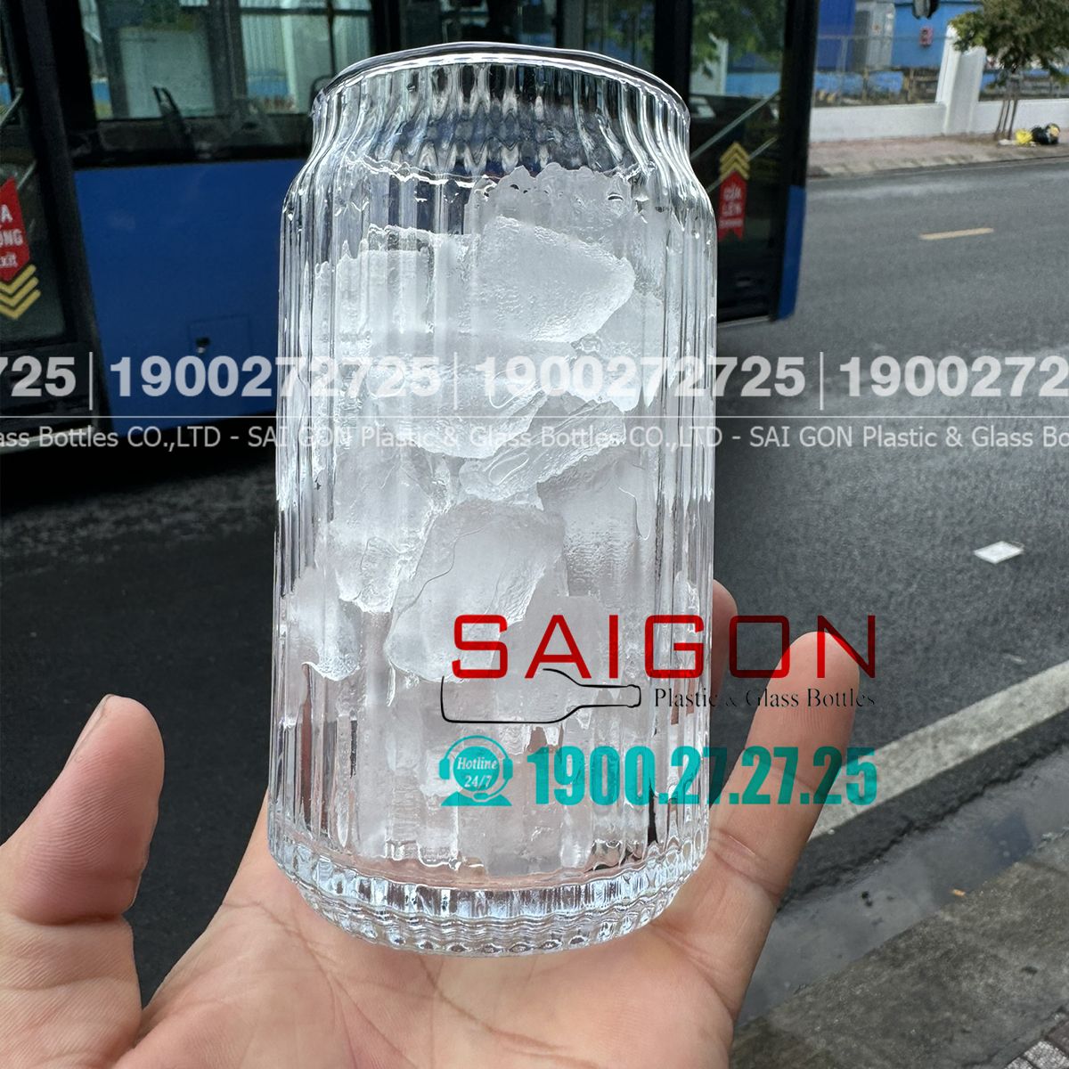 Deli JS5177B - Ly Thủy Tinh Sọc Deli Strip Can Glass 460ml | Thủy Tinh – Chai Lọ Thủy Tinh Sài Gòn