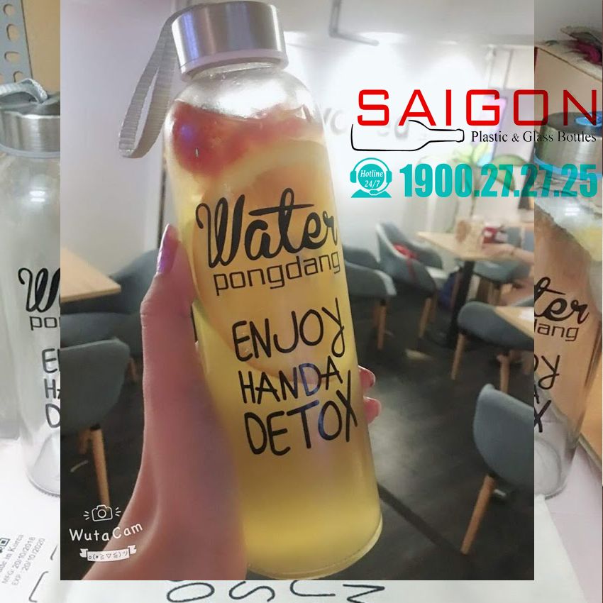 Chai Water Pongdang Detox 500ml Nắp Dây – Chai Lọ Thủy Tinh Sài Gòn