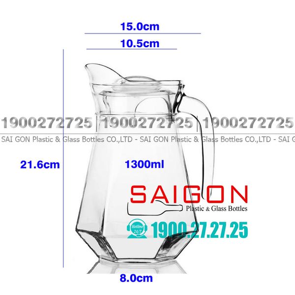 Deli EH1028 - Bình Nước Thủy Tinh Deli Pitcher 1300ml | Chặt Góc – Chai ...