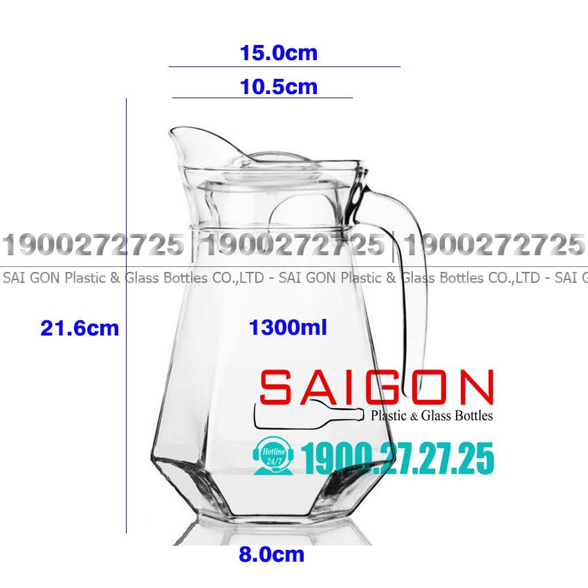 Deli EH1028 - Bình Nước Thủy Tinh Deli Pitcher 1300ml | Chặt Góc – Chai ...