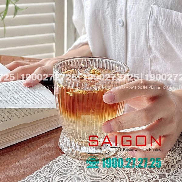 Deli DSKB162-1A - Ly Thủy Tinh Deli Stripes Rock Glass 280ml | Thủy Ti – Chai Lọ Thủy Tinh Sài Gòn