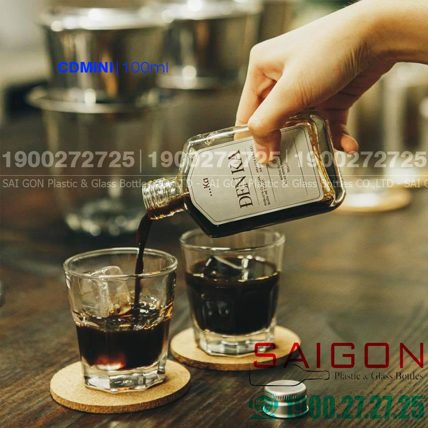 Chai Thủy Tinh Dẹp Mini 100ml Nắp Nhôm – Chai Lọ Thủy Tinh Sài Gòn