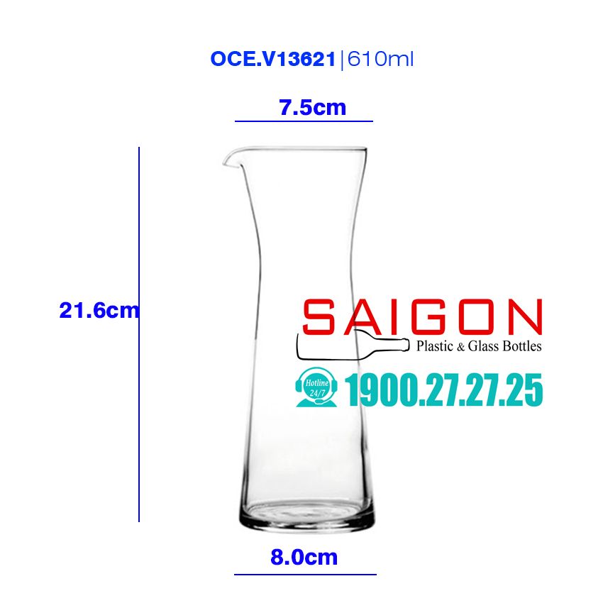 Ly Thủy Tinh Ocean Bistro Carafe 610ml | Nhập Khẩu Thái Lan – Chai Lọ ...
