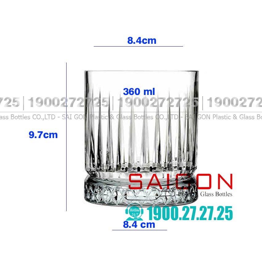 HONGLI 8412J - Ly Thủy Tinh Hongli Elysia Rock Glass 360ml – Chai Lọ ...