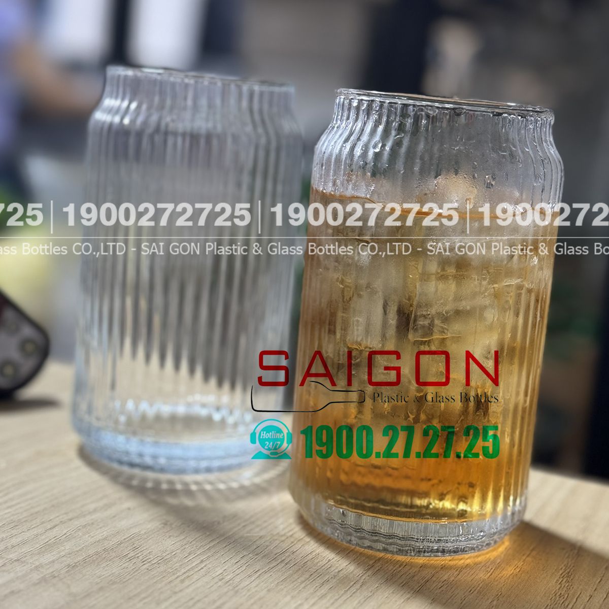 Deli JS5177B - Ly Thủy Tinh Sọc Deli Strip Can Glass 460ml | Thủy Tinh – Chai Lọ Thủy Tinh Sài Gòn