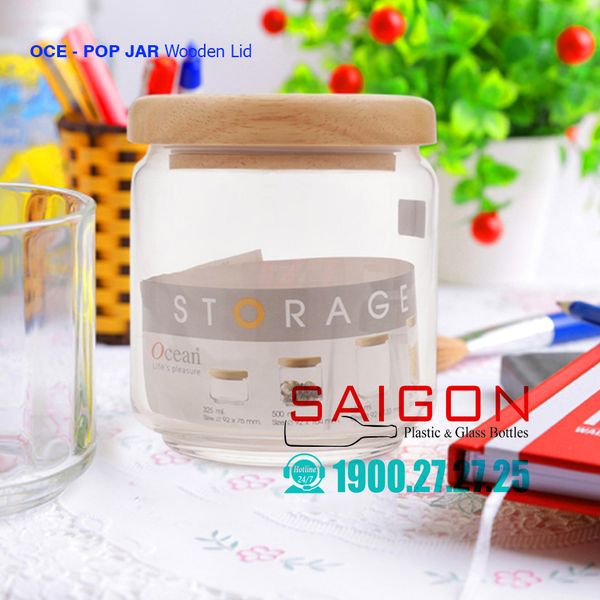 Hũ Thủy Tinh Ocean Pop Jar Wooden Lid Cao Cấp – Chai Lọ Thủy Tinh Sài Gòn