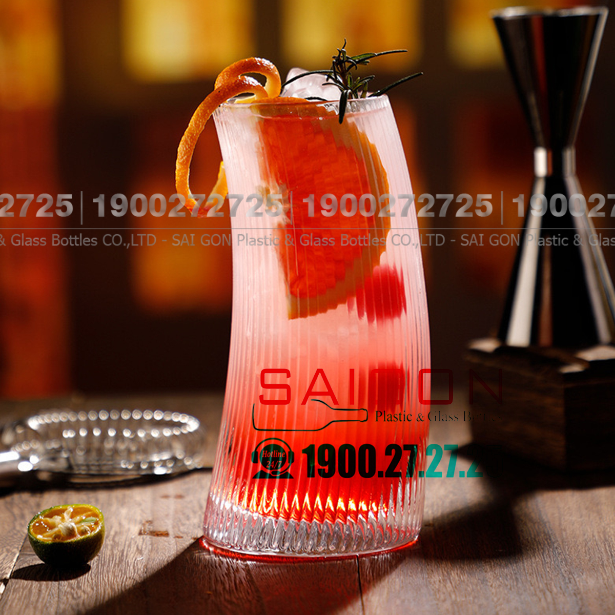 INS 21133 - Ly Thủy Tinh INS Strip Bravura Highball Glass 510ml – Chai Lọ Thủy Tinh Sài Gòn