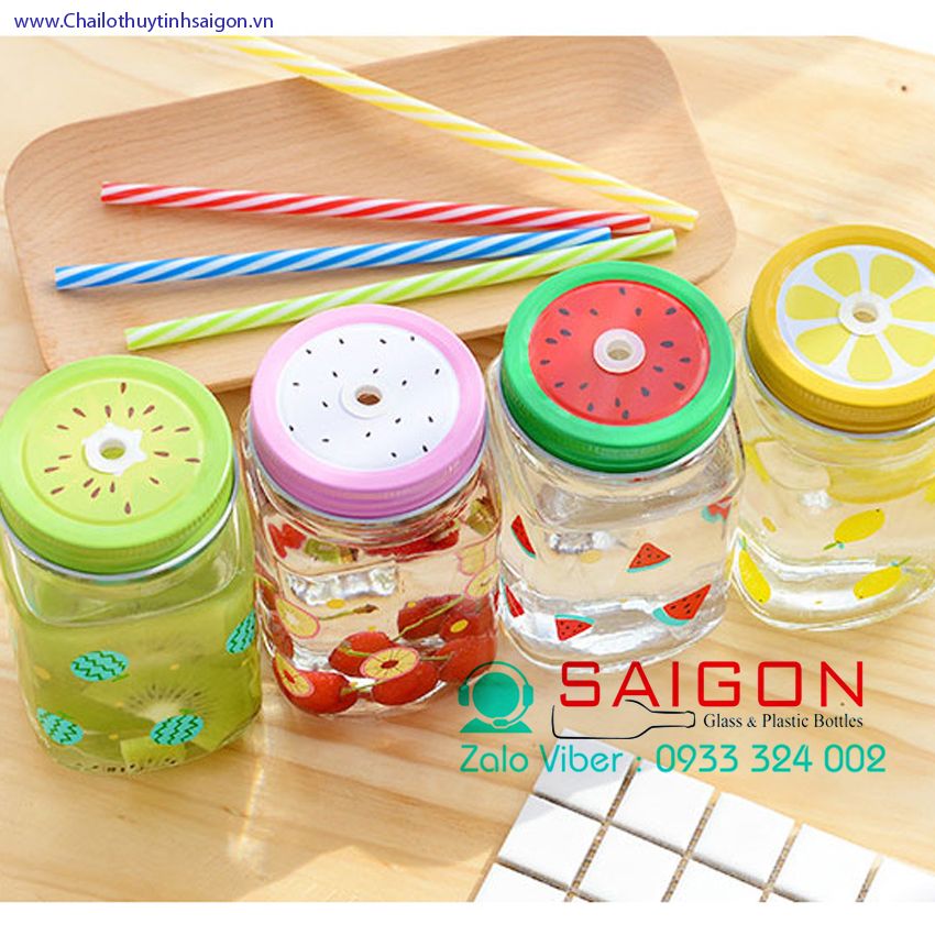 Ly Quay 480ml nắp thiết (in hinh trái Dưa) – Chai Lọ Thủy Tinh Sài Gòn