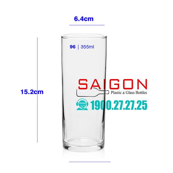 Ly Thủy Tinh Libbey Straight Sided Zombie 355ml | Nhập Khẩu USA – Chai Lọ Thủy Tinh Sài Gòn