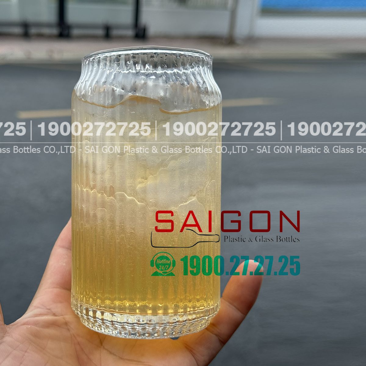 Deli JS5177B - Ly Thủy Tinh Sọc Deli Strip Can Glass 460ml | Thủy Tinh – Chai Lọ Thủy Tinh Sài Gòn