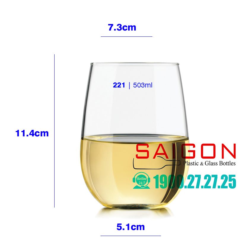 Ly Thủy Tinh Libbey Stemless White Wine 503ml | Nhập Khẩu USA – Chai Lọ Thủy Tinh Sài Gòn