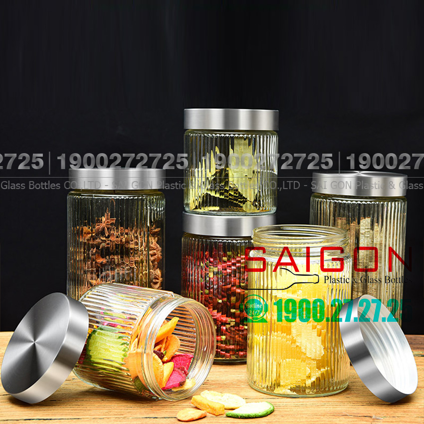 Hũ Thủy Tinh Delisoga Striped Pillar Glass Jar , Nắp Inox 304 | Tùy Ch ...