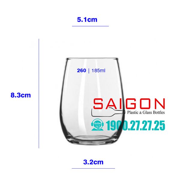 Ly Thủy Tinh Libbey Stemless Taster 185ml | Nhập Khẩu E.U – Chai Lọ Thủy Tinh Sài Gòn