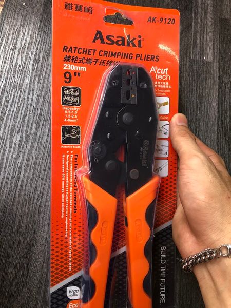 0.5 ~ 6.0mm2 Kìm bấm cosse tròn Asaki AK-9120