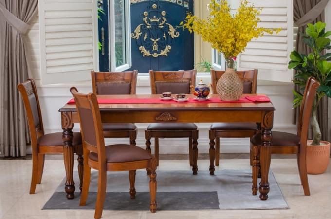 Bộ Bàn Ăn Tân Cổ Điển TF09 Cỡ Lớn – Nội thất Vũ Hải