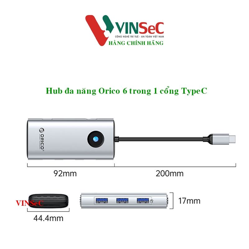 Bộ chuyển đổi đa năng 6 trong 1 cổng Type-C Orico PW11-6P-GY-EP - Hàng – CÔNG TY TNHH VINSEC