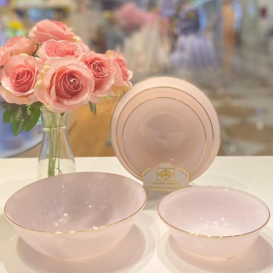 Set Tô Loe Màu Hồng Ruby – Thủy Tinh Ngọc