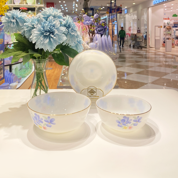 Set Tô Khum Họa Tiết Hoa Mắt Biếc – Thủy Tinh Ngọc