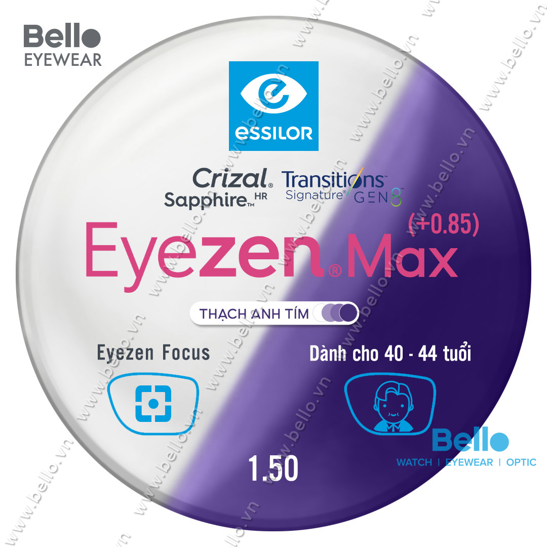 Tròng Kính Chống Mỏi Đổi Màu Essilor Eyezen Max Gen 8 Thạch Anh Tím ...