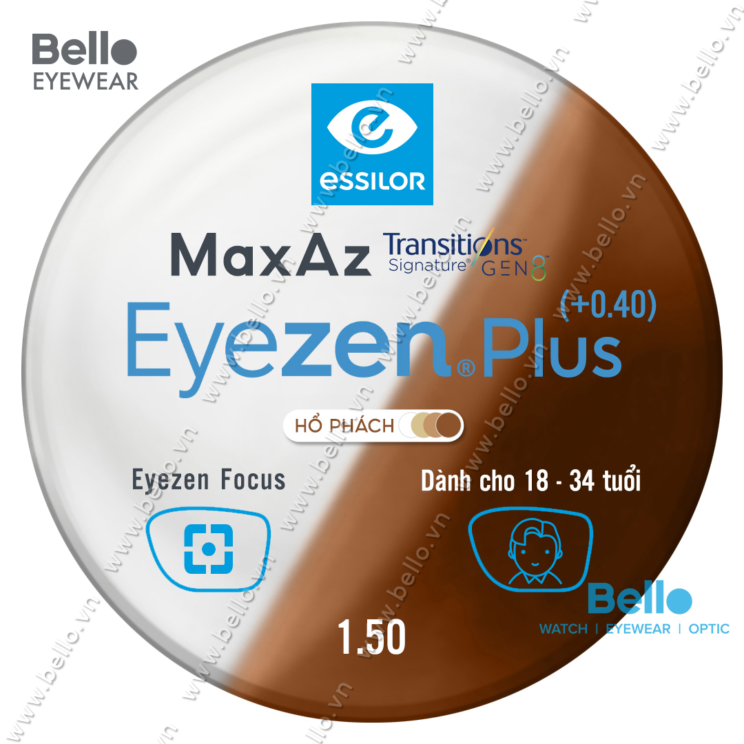 Tròng Kính Chống Mỏi Đổi Màu Essilor Eyezen Plus Gen 8 Hổ Phách Amber ...