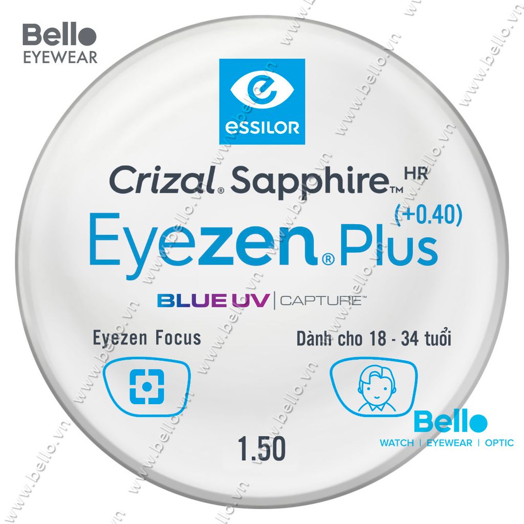 Tròng Kính Chống Mỏi Essilor Eyezen Plus (+0.4) BlueUV Capture – Bello ...