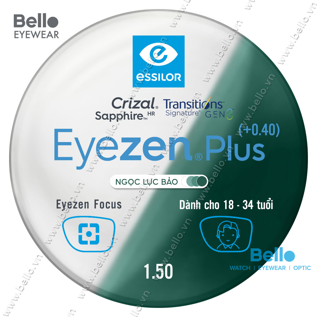Tròng Kính Chống Mỏi Đổi Màu Essilor Eyezen Plus Gen 8 Ngọc Lục Bảo ...