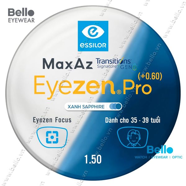 Tròng Kính Chống Mỏi Đổi Màu Essilor Eyezen Pro Gen 8 Xanh Biển – Bello