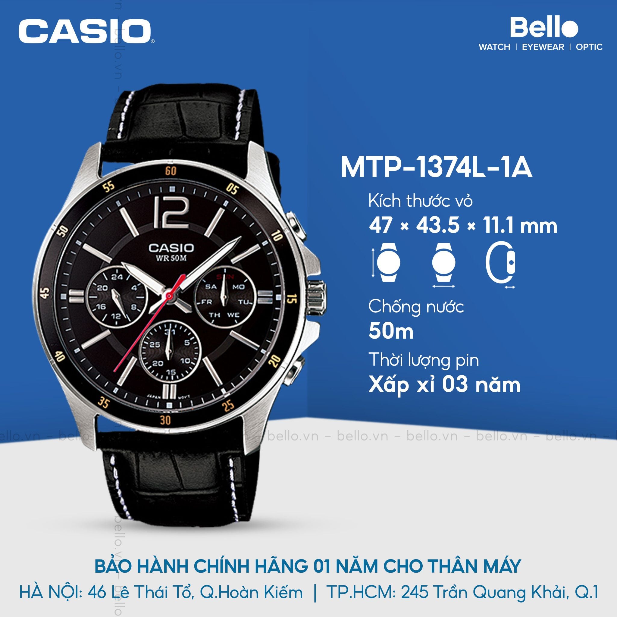 Casio MTP-1374L-1AVDF - Uy tín từ 2009, Tem vàng chống giả, Bảo hành 1 ...
