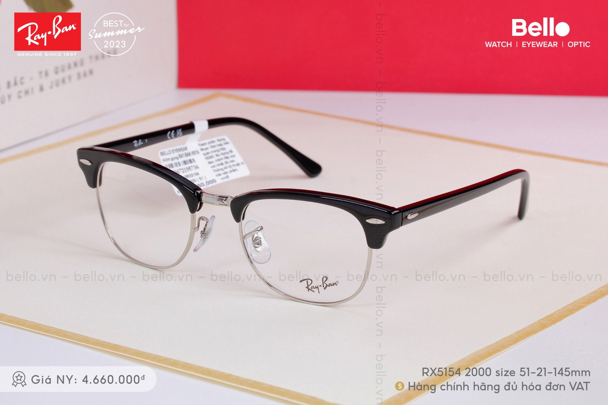 Gọng Kính Ray-Ban RX5154 2000 size 51 chính hãng GIÁ TỐT LIÊN HỆ ...