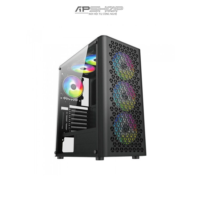 Case máy tính hiệu CoolerPlus G02 | 4 Fan Rainbow | Mặt kính – APSHOP.VN