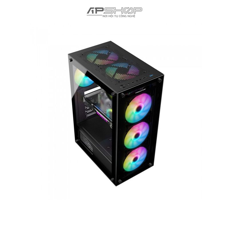 Case máy tính hiệu CoolerPlus G315 | 4 Fan Rainbow | Mặt kính – APSHOP.VN
