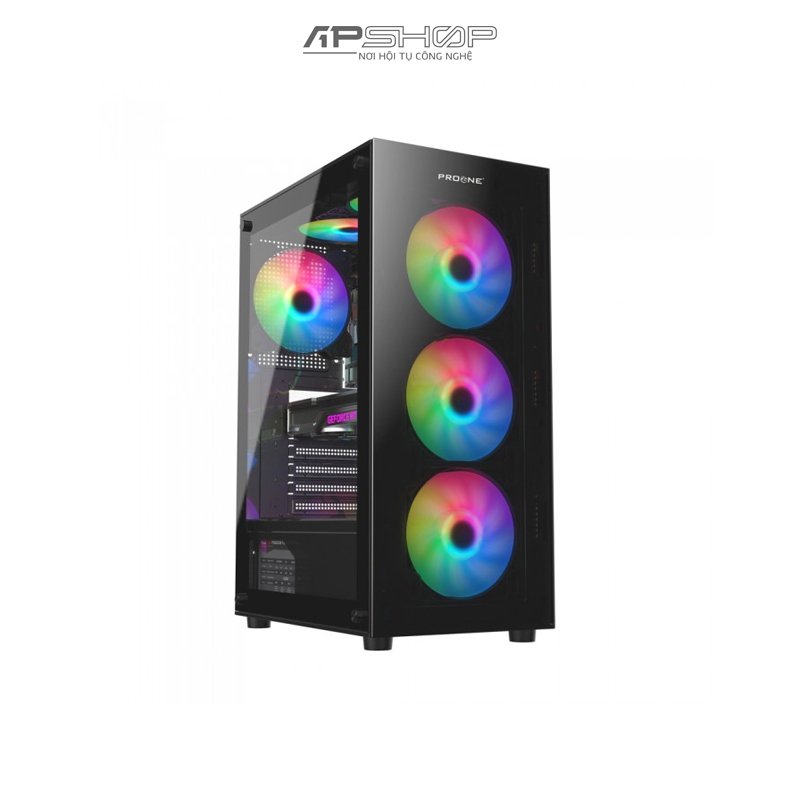 Case máy tính hiệu CoolerPlus G315 | 4 Fan Rainbow | Mặt kính – APSHOP.VN