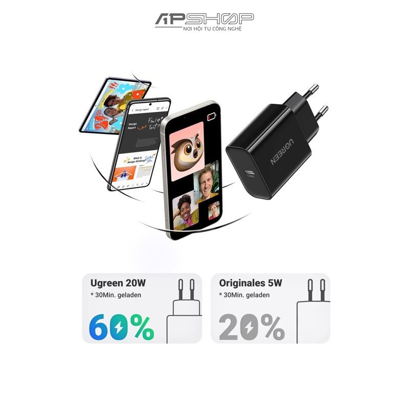 Cóc Sạc UGREEN Fast Charger EU (Black) 10191 – APSHOP.VN