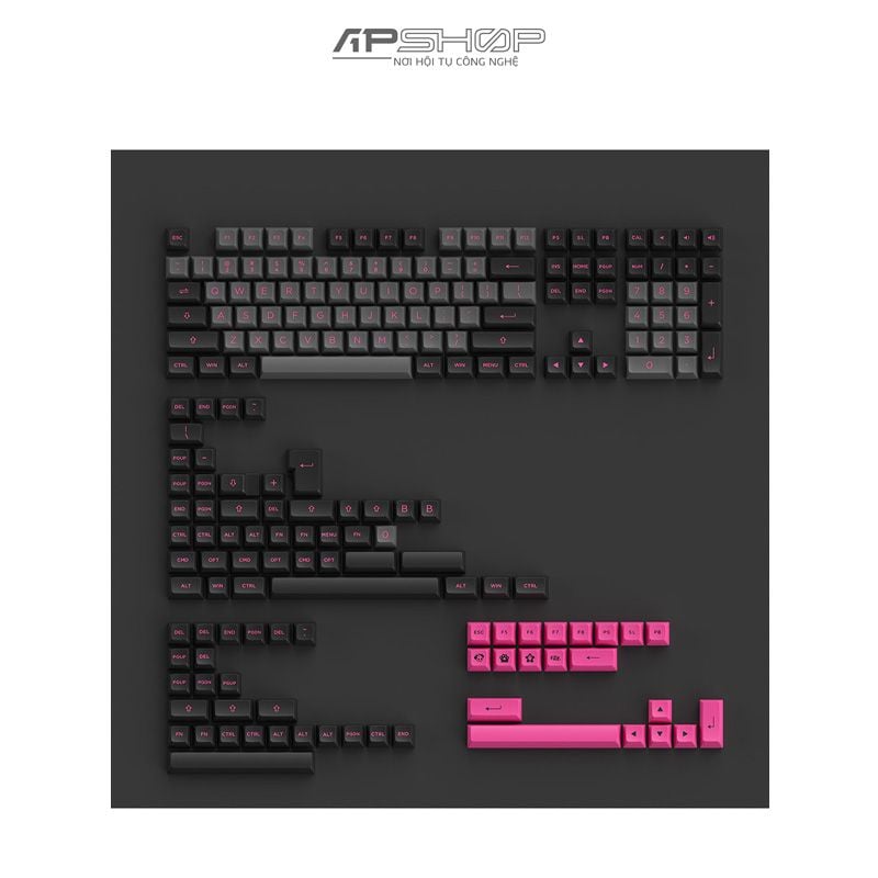 Keycap AKKO Black & Rose PBT Double-Shot ASA profile | Chính hãng ...