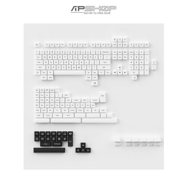 Keycap AKKO Black on White ABS Double-Shot SA Leveled profile | Chính ...