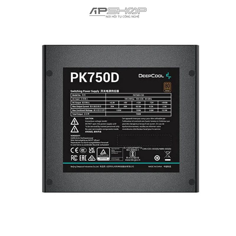 Nguồn DeepCool PK750 80 Plus Bronze 750W | Chính hãng – APSHOP.VN