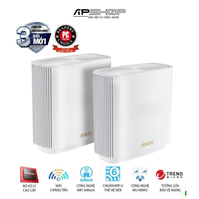 Bộ Phát Zen WiFi Asus Router XT8 2-PK | Chuẩn AX6600 | 3 Băng Tần ...